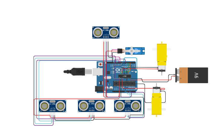 Circuit Design Obstacle Avoidance Tinkercad
