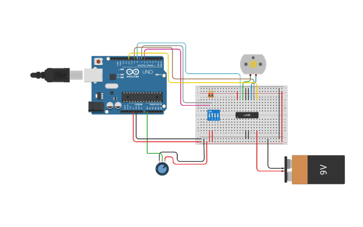 Circuit design Circuito Motor cc - Tinkercad