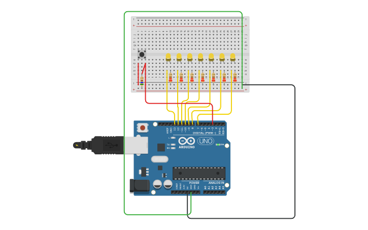 Circuit design Números Binarios - Tinkercad