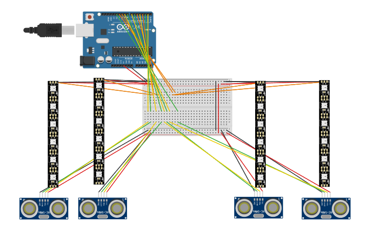 Circuit design Car Reverse Parking Sensor Simple - Tinkercad