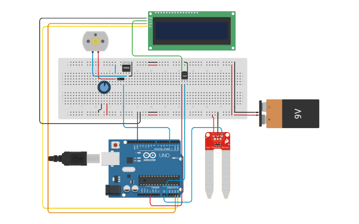 Circuit design Pompa Air Otomatis - Tinkercad