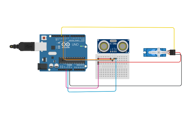 Circuit design RADAR DE ARDUINO - Tinkercad