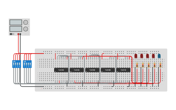 Circuit design 4-Bit Adder Itlog mo Parang Jolen | Tinkercad