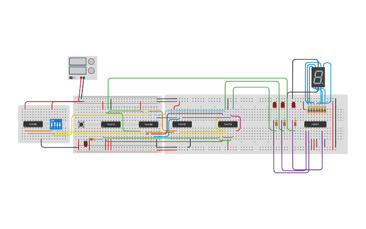 Circuit Design Contatore Sincrono Avanti Indietro Tinkercad