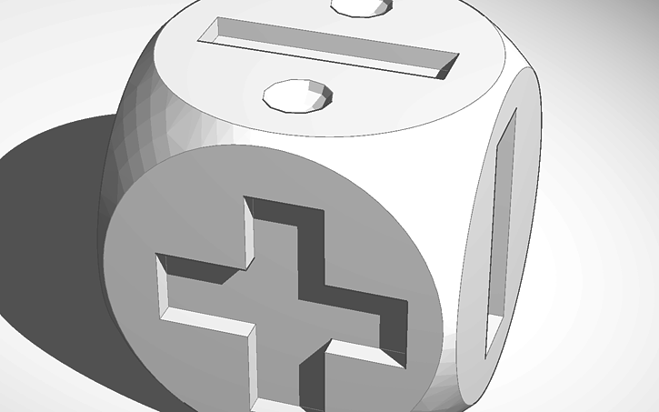 3D design 4-Sided Math Dice - Tinkercad