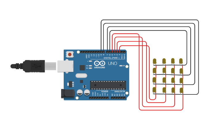 Circuit design LED-Matrix - Tinkercad