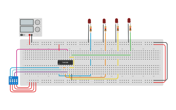 Circuit design Gray to Binary Code Converter - Tinkercad
