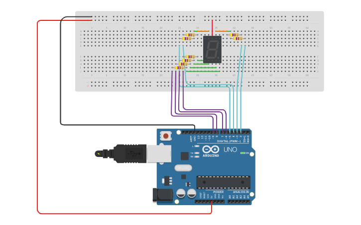 Circuit design Horloge 7 segments - Tinkercad