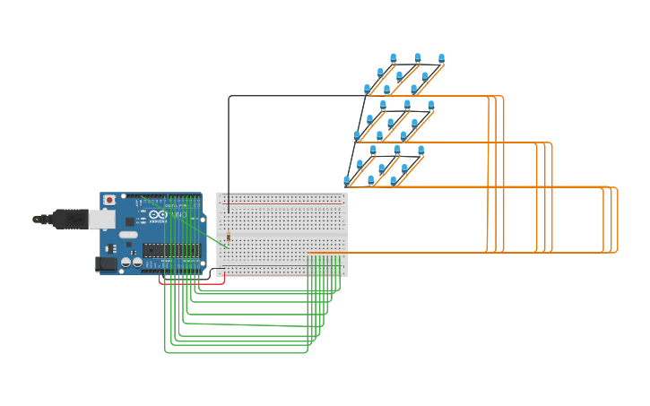 Circuit design 3*3*3 LED CUBE - Tinkercad