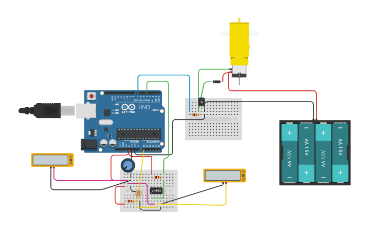 Circuit design CIRCUITO ROBÓTICA 2 MOTOR 24/07 | Tinkercad