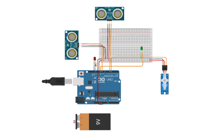 Circuit design Copy of SMART DUSTBIN FINAL | Tinkercad