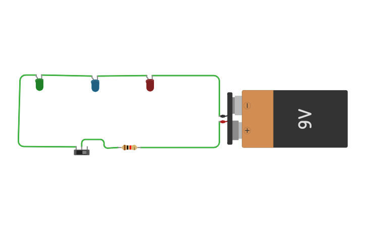 Circuit design Connect three LEDs - Tinkercad