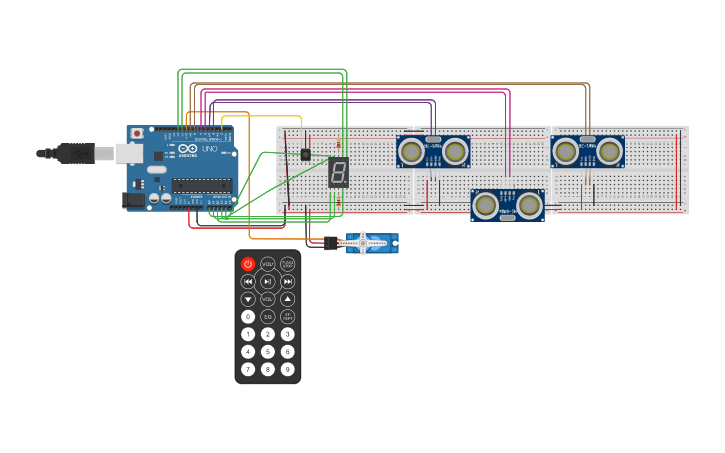 Circuit design Parque Estacionamento | Tinkercad