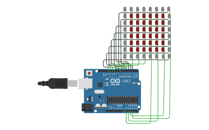 Circuit design LED Matrix - Tinkercad