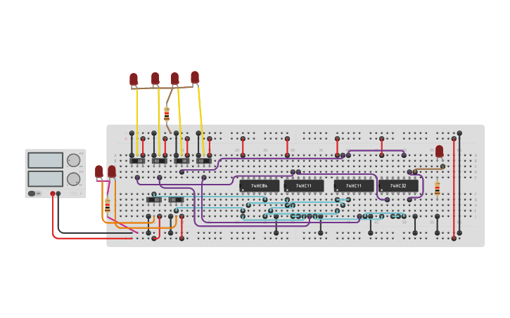 Circuit design 4x1 Multiplexer - Tinkercad Circuit design 4x1 Multiplexer - Tinkercad