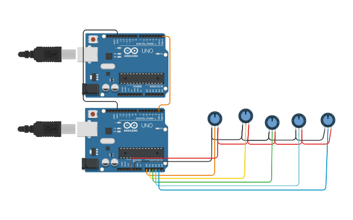 Circuit design 'Simplified' Joystick Communication Code | Tinkercad