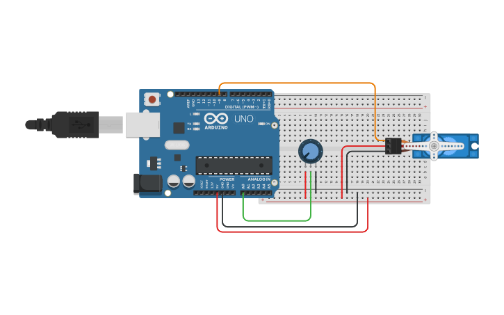 Circuit Design Servo Motor Tinkercad