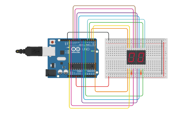 Circuit design 7 Segment Display - Tinkercad