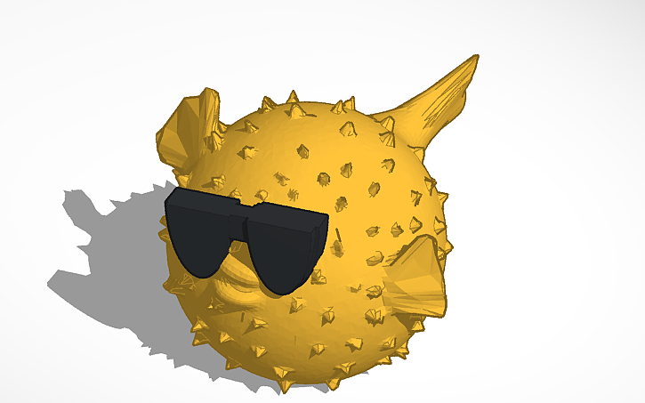 3D design Puffer Fish with shades - Tinkercad