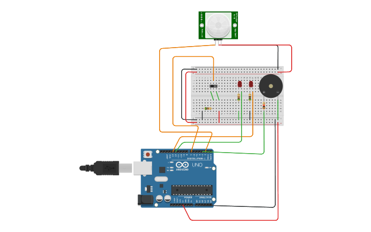 Circuit design FALL DETECTION | Tinkercad