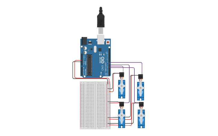 Circuit design Robot Arm - Tinkercad