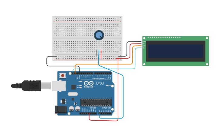 Circuit design LCD Potentiometer - Tinkercad