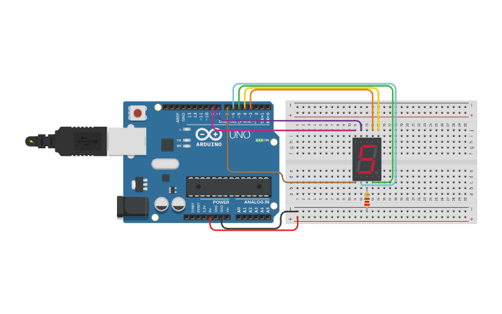 Circuit design 09 Display 7 segmentos | Tinkercad