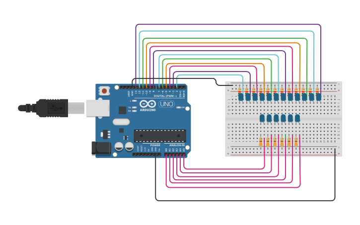 Circuit design LEDS - Tinkercad