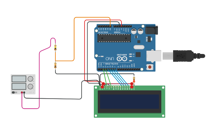 Circuit design Arduino LCD Voltmeter - Tinkercad