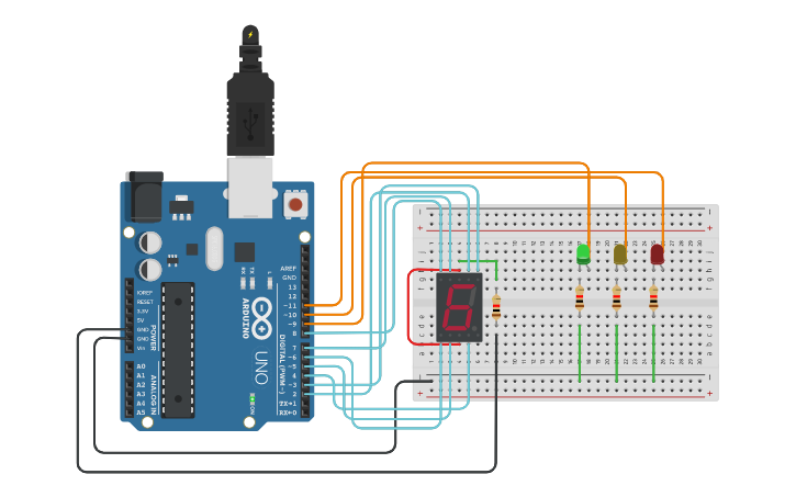 Circuit Design Traffic Light Tinkercad