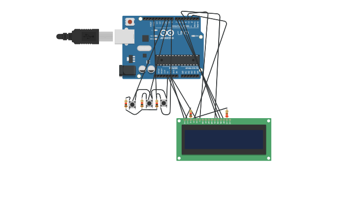 Circuit design LCD 16x2 - Tinkercad