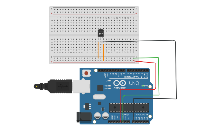 Circuit design Analog Temperature sensor - Tinkercad