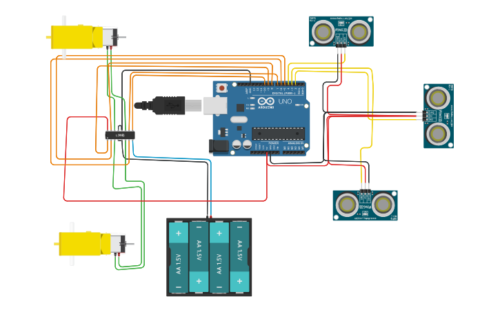 Circuit Design Pemrograman Robot Obstacle Avoider Mobile Robot Tinkercad