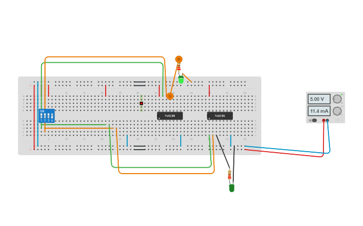 Circuit design Sumador binario - Tinkercad