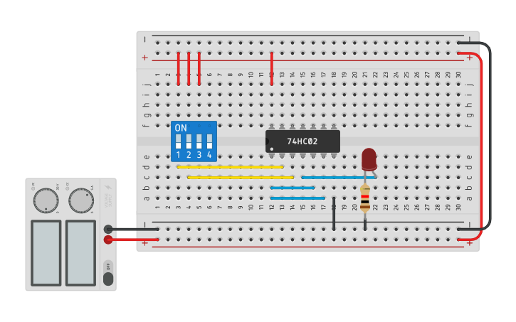 Circuit design OR USING NOR GATE | Tinkercad