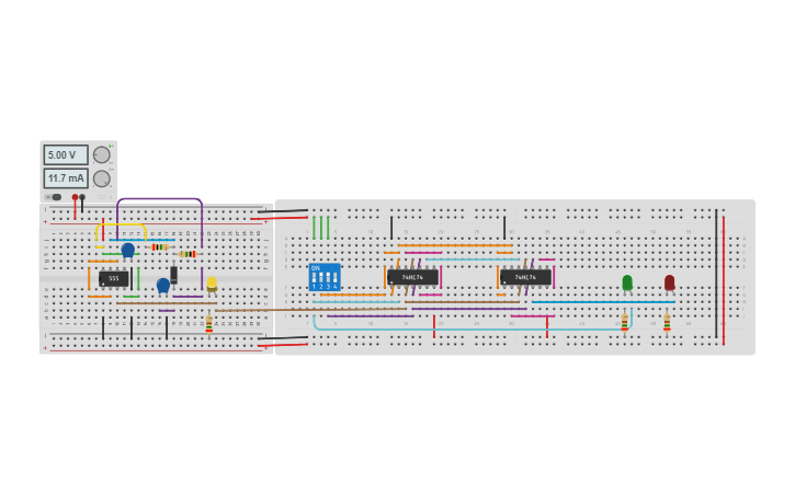 Circuit design SISO SHIFT REGISTER - Tinkercad