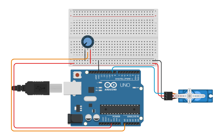 Circuit design ServoMotor_bloques | Tinkercad