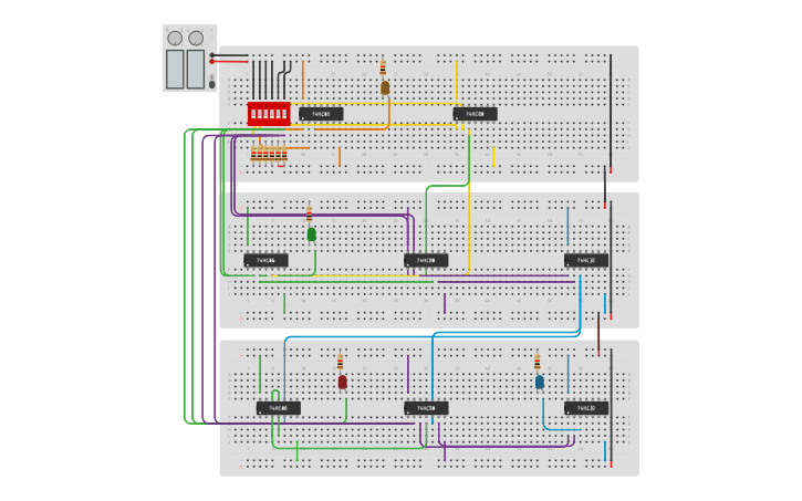 Circuit design 3-Bit Full Adder - Tinkercad