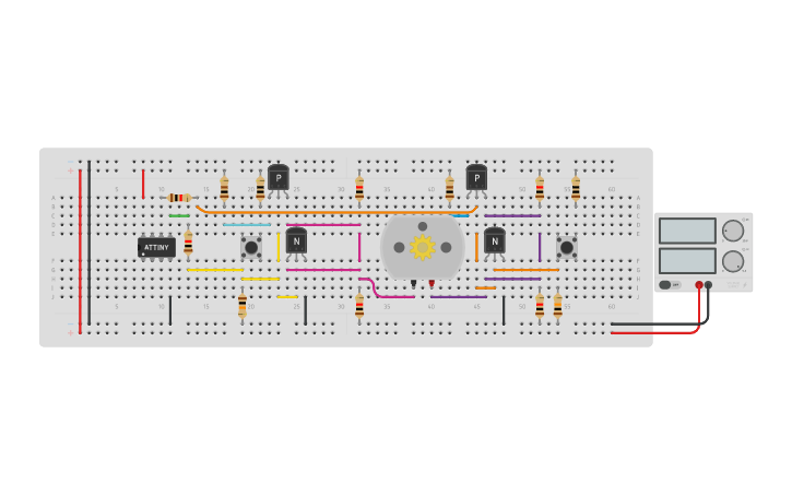 Circuit design Bipolar H-bridge circuit (Attiny) | Tinkercad