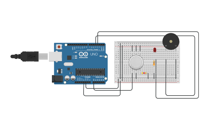 Circuit design FIRE ALARM - Tinkercad