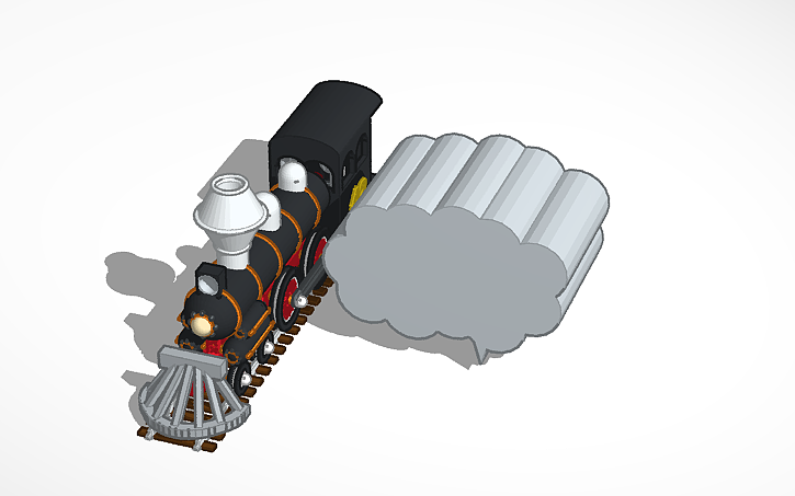 3D design TRAIN ENGINE WITH BOY AND STEAM - Tinkercad