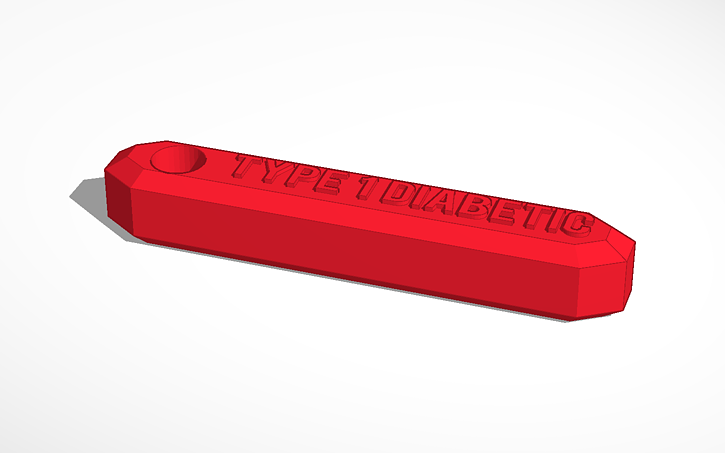 3D design diabetic key chain - Tinkercad