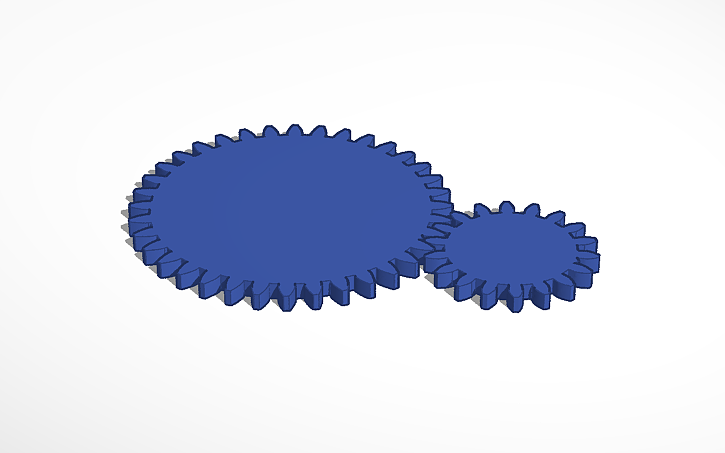 3D design 2:1 Gear Reduction test - Tinkercad
