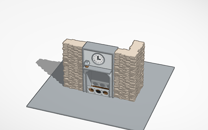 3D design Simple Fireplace with Brick Walls - Tinkercad