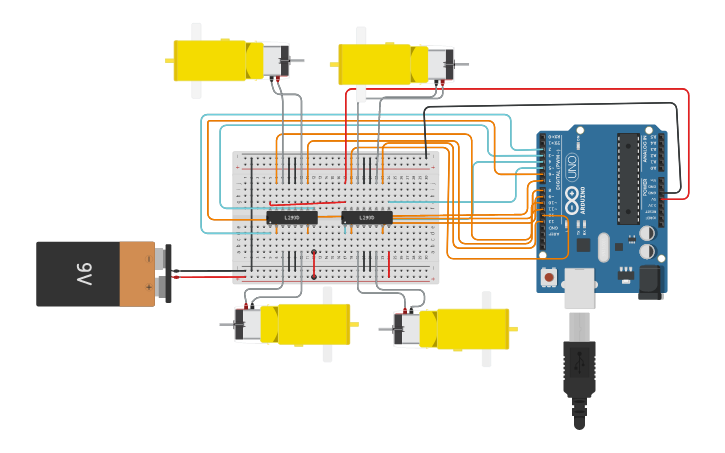 Circuit Design Arduino Car Tinkercad