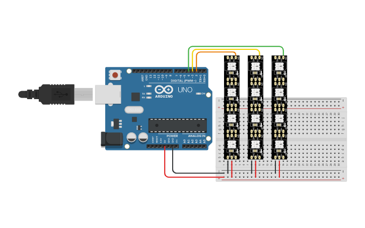 Circuit design 2018017 - Skenario2 LED STRIP - Tinkercad