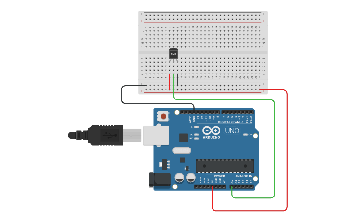 Circuit design 温度计 - Tinkercad