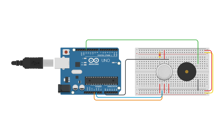 Circuit design alarma de gas_arduino | Tinkercad