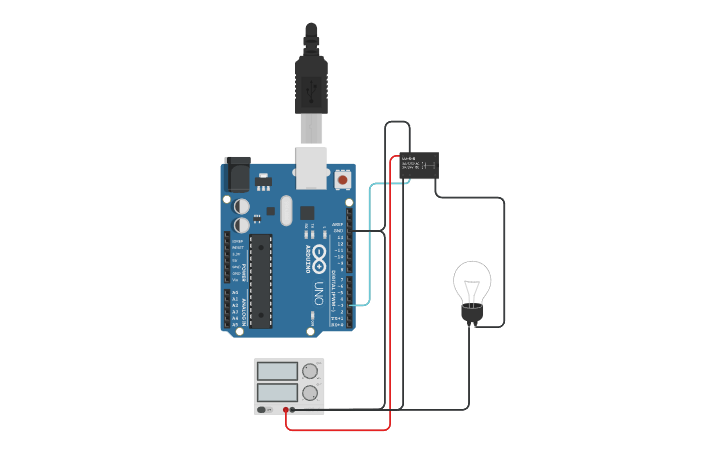 Circuit design Relay control system - Tinkercad