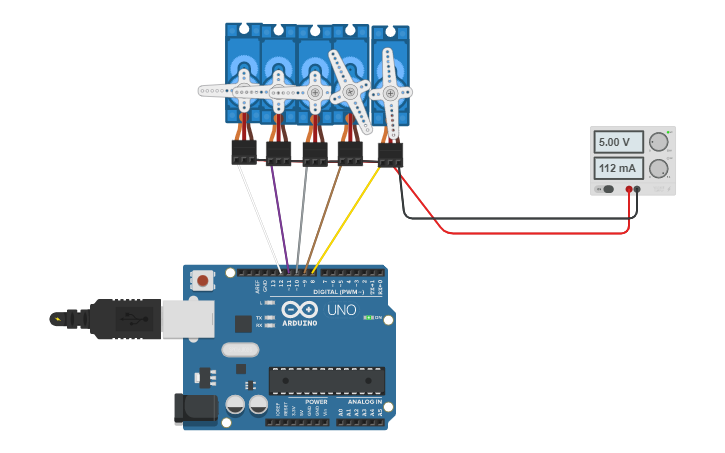 Circuit Design Servomotores Tinkercad